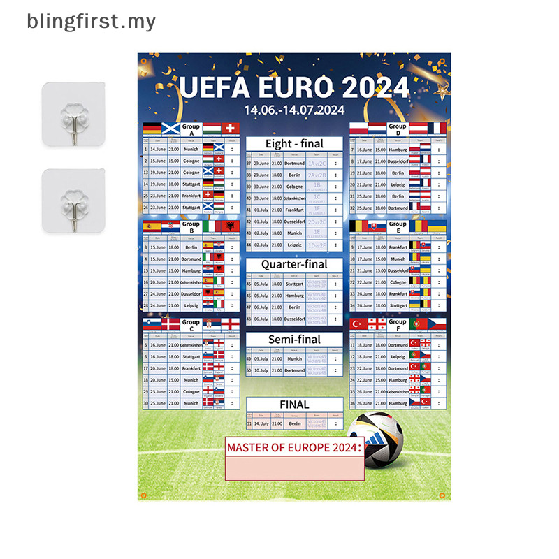 [blingfirst] 2024 Euro Soccer Wall Chart Schedule Poster Germany Euro ...