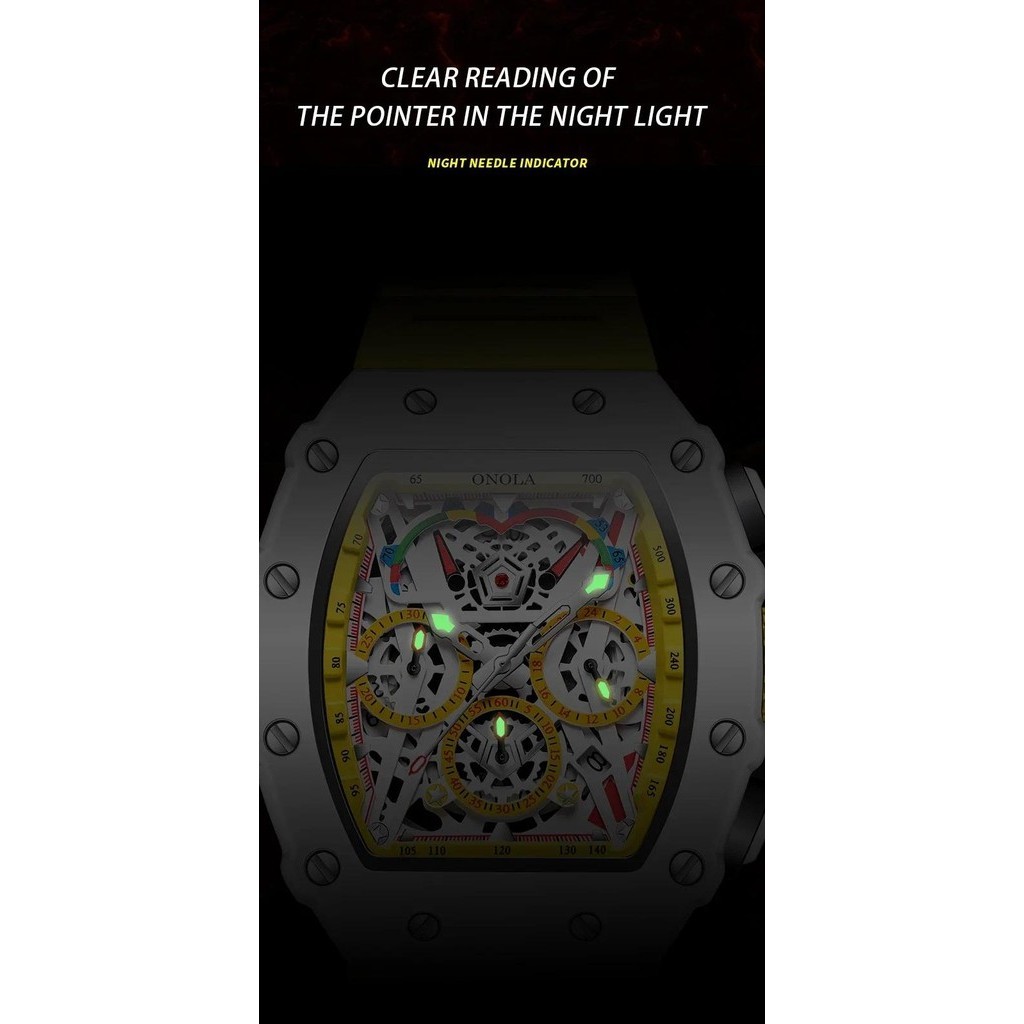 ONOLA Luxury Wine Barrel Waterproof Luminous Date Chronograph Casual ...