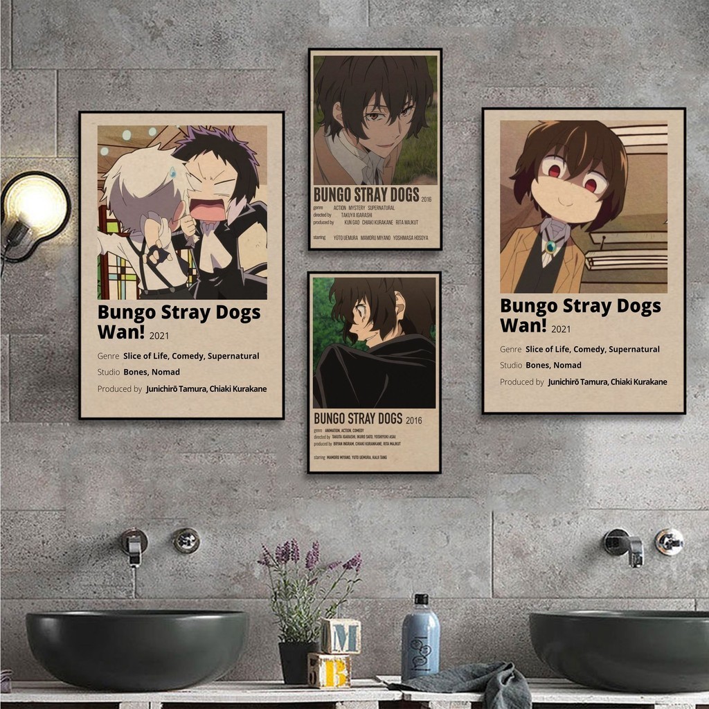 Poster Kertas Kraft Anime Jepun Bungou Stray Dogs Vintage - Seni ...