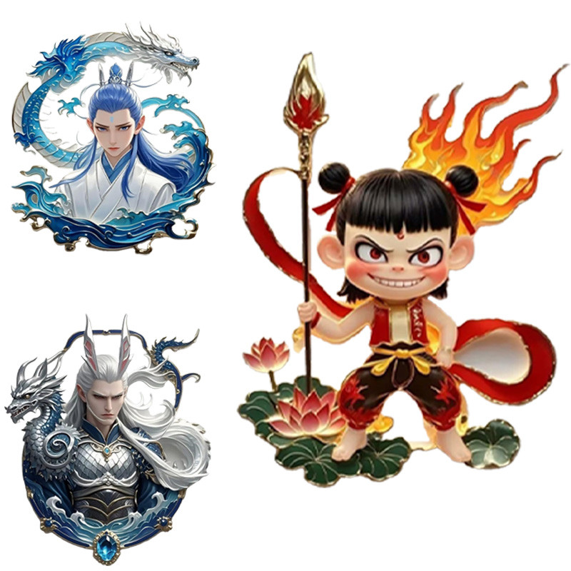 Cartoon NeZha 2 Handsome Anime Figurines Refrigerator Stickers Acrylic ...