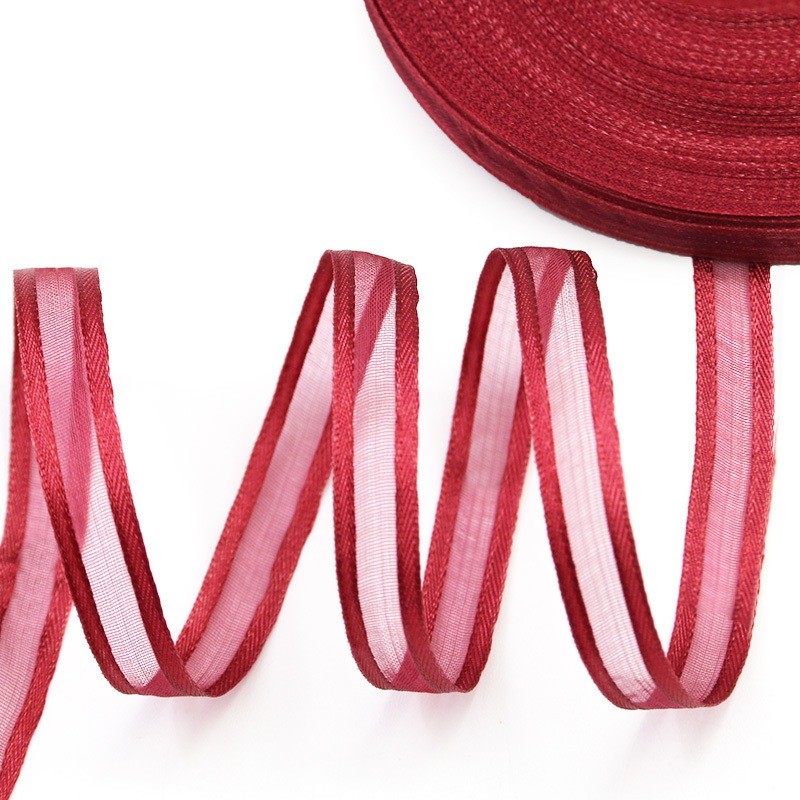 (50 Yards/roll) 3/8 '' Wide Edge Snow Gauze Ribbon With Fresh Flower ...