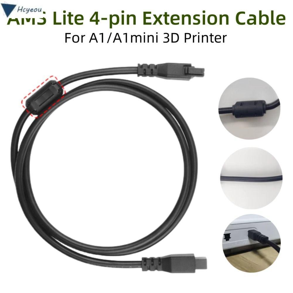 HCYEOU Extension Cable, AMS Lite 1M 2M Printer Accessories, 4-pin Black ...