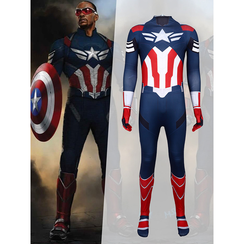 Captain America 4 Costume Kids Party Captain Cosplay Superhero Bodysuit ...