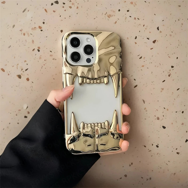 Luxury Plating 3D Canine Tooth Hollow Dissipate Heat Phone Case For ...