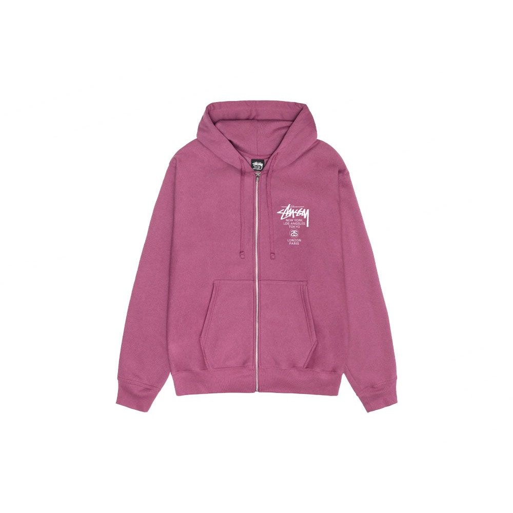 Stussy World Tour SS24 Zip Hood Berry Unused | Shopee Malaysia
