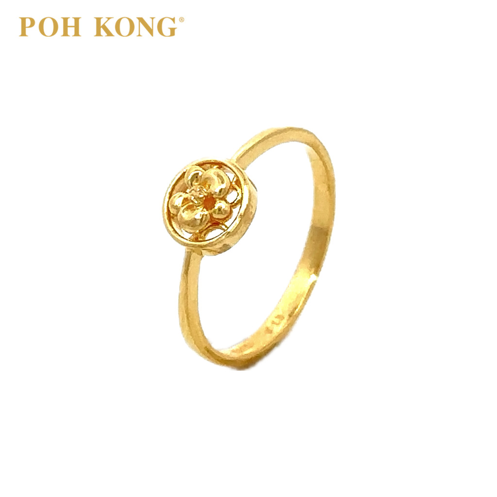 POH KONG 916/22K Yellow Gold Anggun Round Shape Orchid Ring | Shopee Malaysia