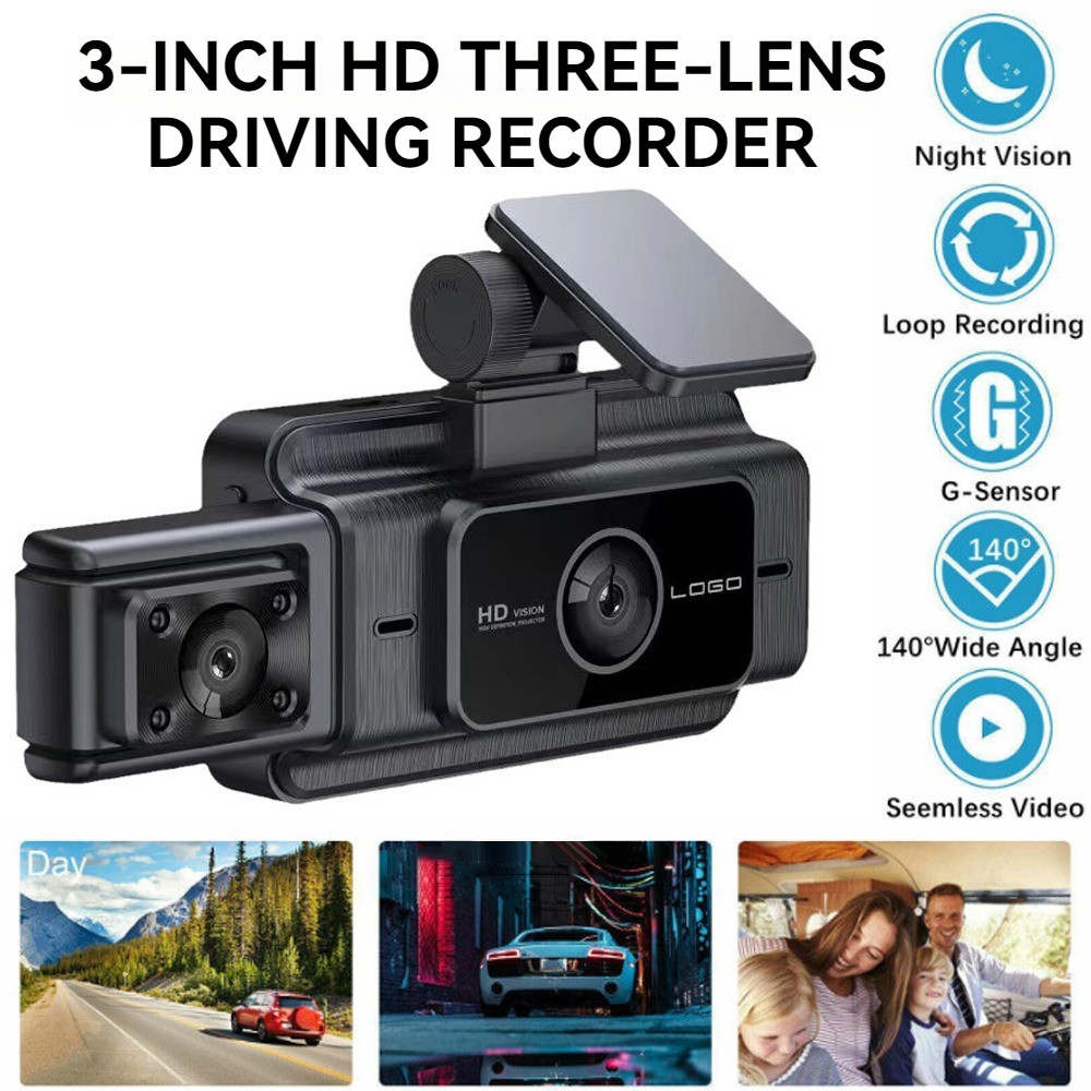 Dual Lens Car DVR 3 Inch Full HD 1080P Dash Camera With Rearview Camera ...