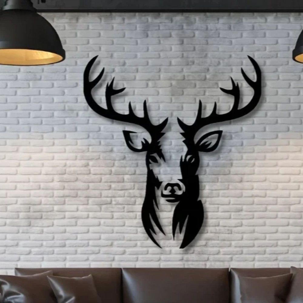 Rustic Deer Head Wall Sculpture: Charming Farmhouse 3D Metal Art for ...