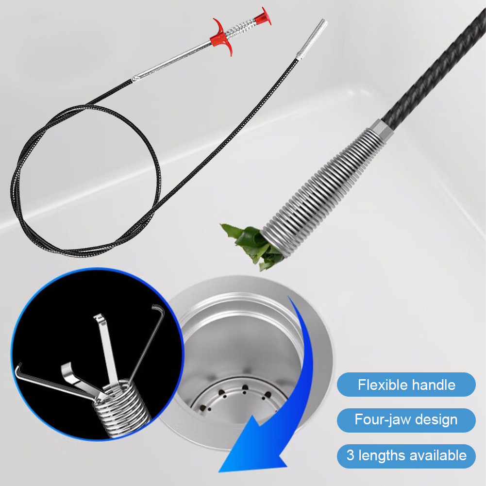 Drain Clog Remover Hand Clip Four-claw Extractor Dredge Drain Gripper Bendable Drain Cleaner ...