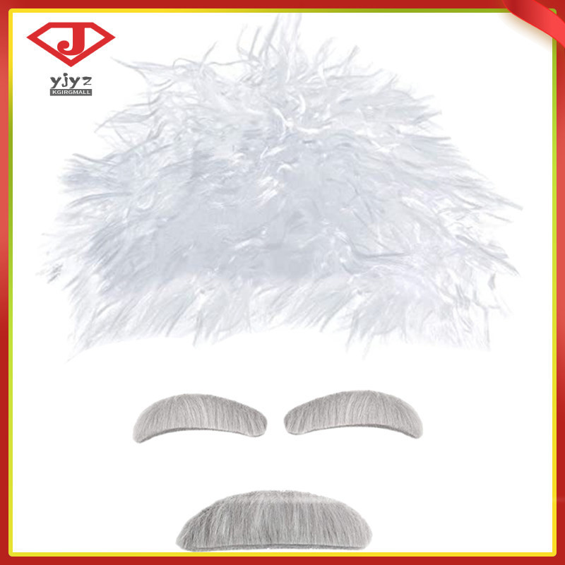 Wig Professor Scientist Costume Prop White Clothing Mustache Cosplay ...