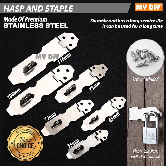 MYDIYHOMEDEPOT - STAINLESS STEEL HASP LOCK & STAPLE FOR SAFETY SECURITY ...