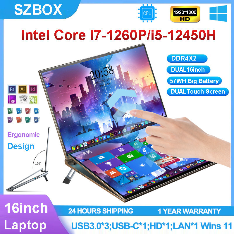 DS16 16inch Dual Touch Screen i7-1260P/i5-12450H Notebook Win11 DDR4 ...
