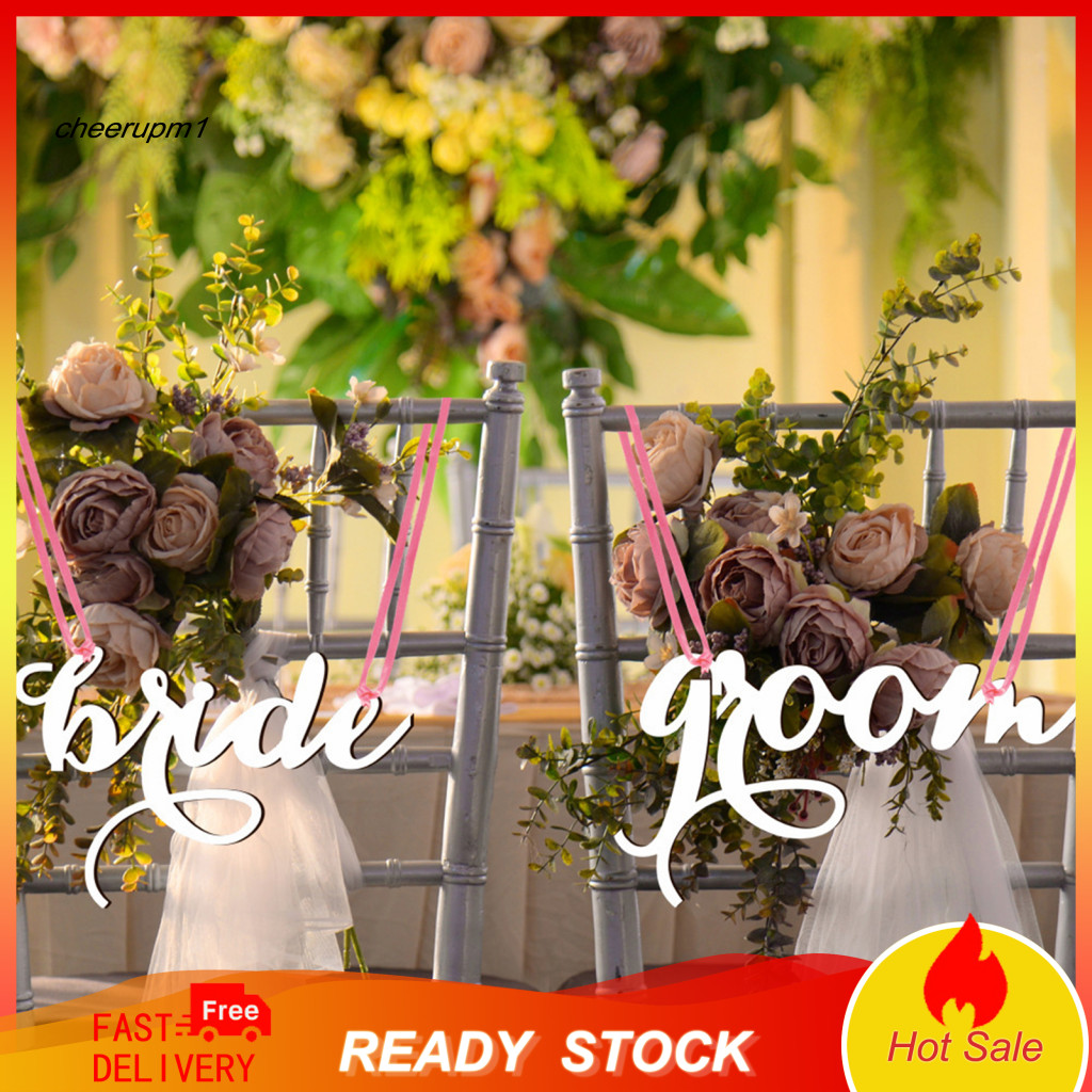 CHEER 1 Set Wedding Chair Signs European Style Rustic Wooden Hollow Out ...