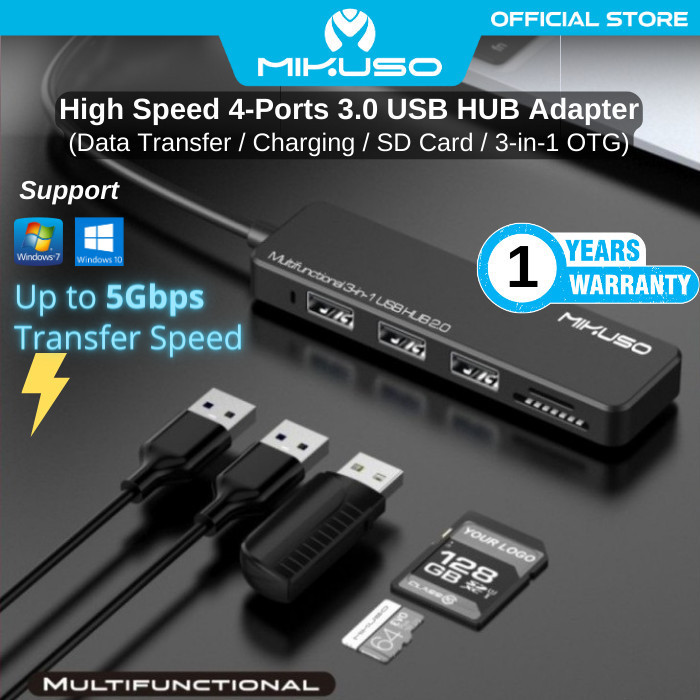 MIKUSO Hub USB Pembaca Kad Pembaca Kad Memori USB3.0 USB2.0 Type-C Data ...