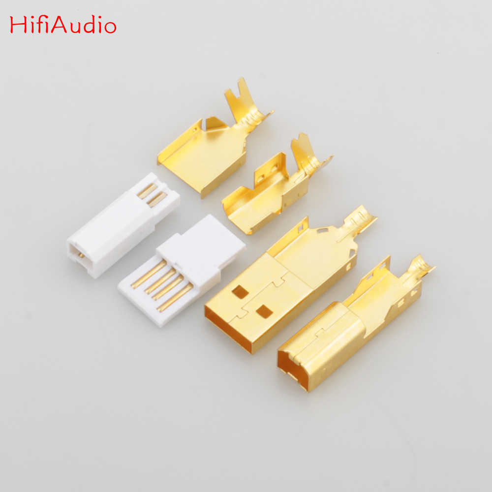 Hi-End Gold Plated USB connector USB A+USB B Type A-B Plug For DIY USB ...