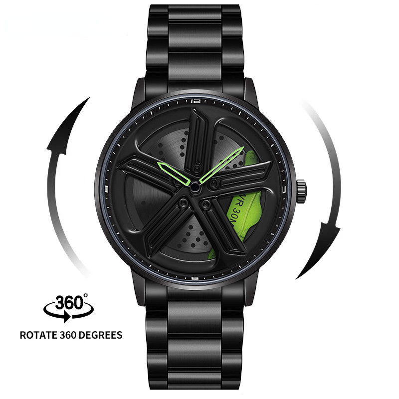 SANDA P1106 Fashion Men Car Hub Quartz Watch Custom Design Waterproof Wheel Rim Rotating Dial ...