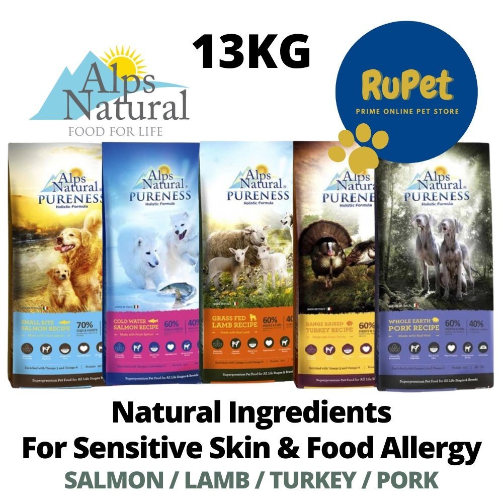 Alps Natural Pureness 13kg (Salmon, Lamb, Turkey, Pork) - Dog Dry Food ...