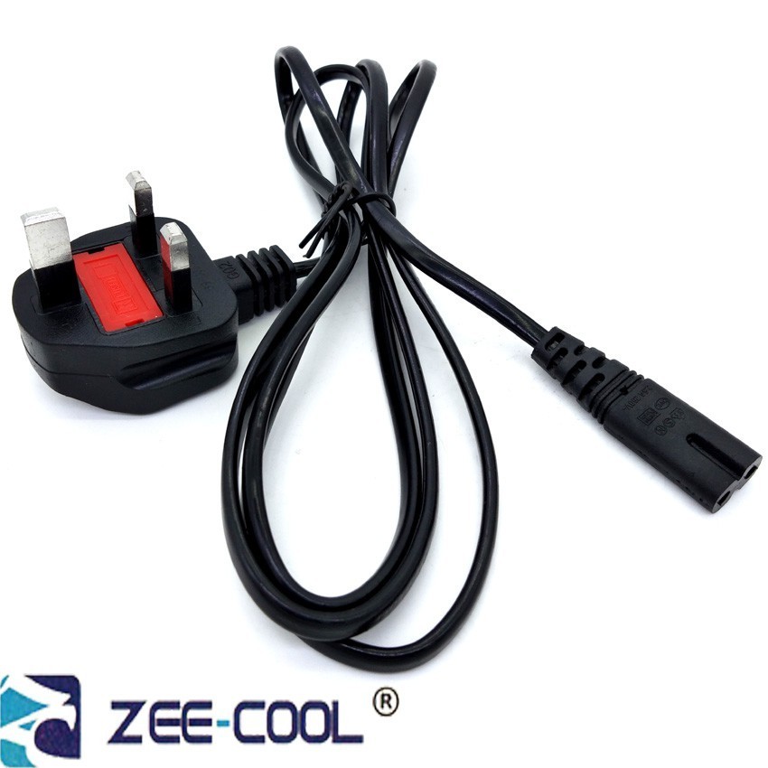 1.5M Zee Cool 3 Pin Uk To 2 Pin Figure 8 Power Cable With Fuse To IEC ...