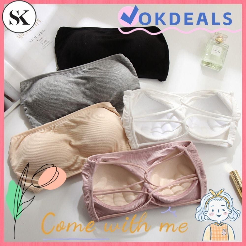 SK Strapless Bra, Cotton Invisible Chest Tube Top, Female Lingerie ...