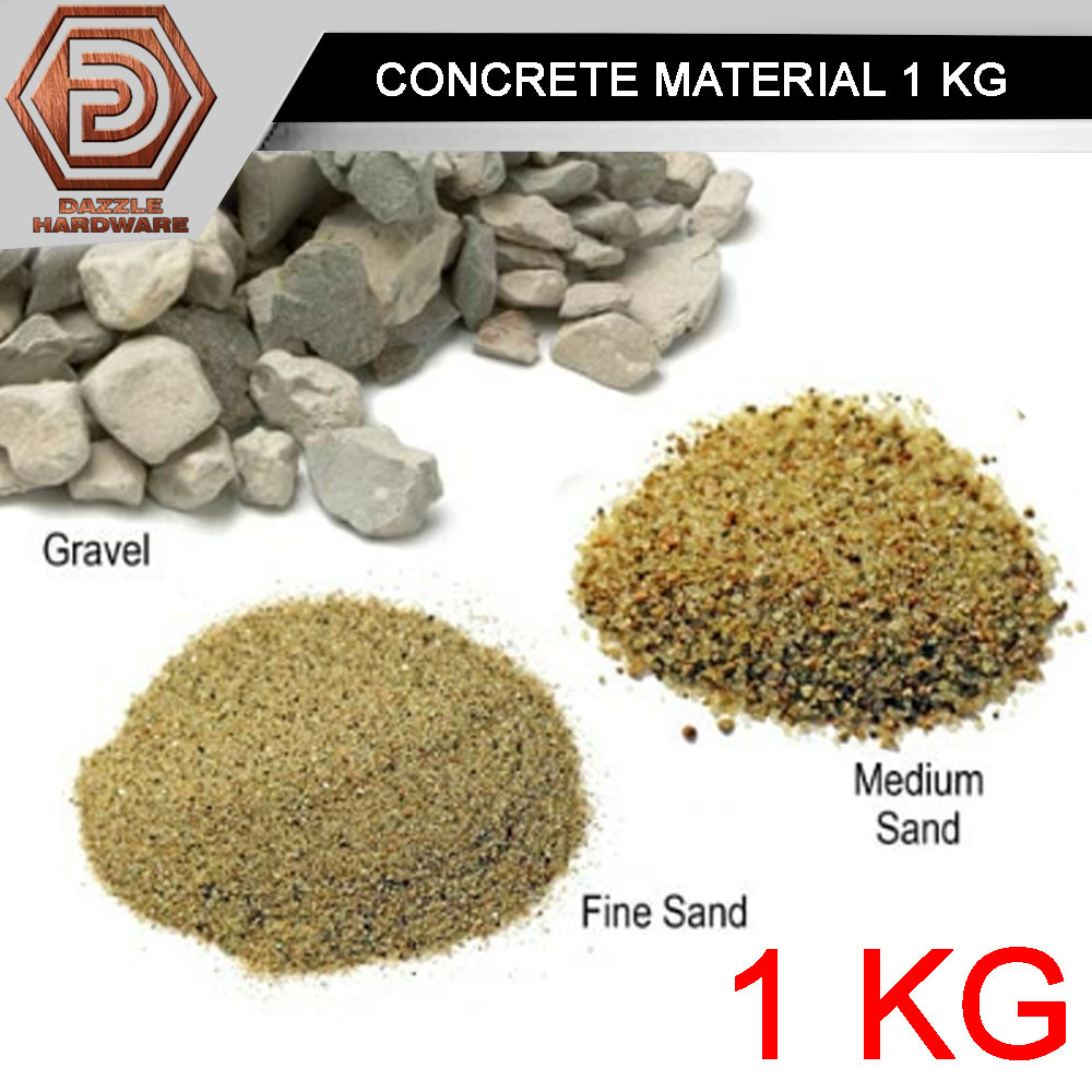 1Kg concrete material 20mm aggregate coarse sand fine sand batu konkrit ...