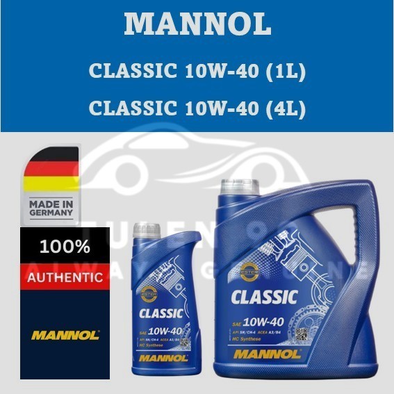 Mannol 7501 Classic10w40 Semi Synthetic Engine Oil 1L & 4L (Made In ...