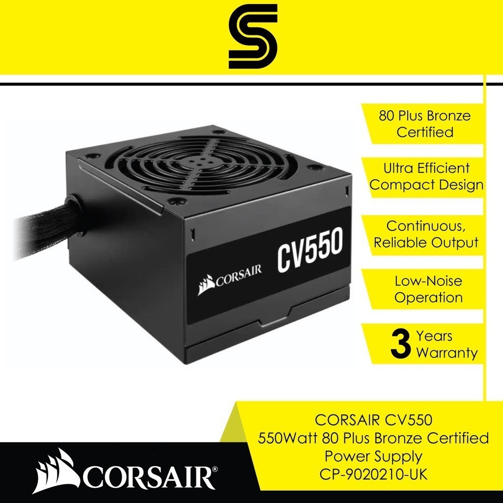 CORSAIR CV550 550Watt 80 Plus Bronze Certified Power Supply - CP ...