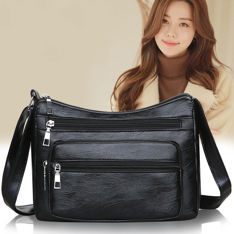 Women's Bag Oblique Cross Shoulder Bag Retro Soft Leather Backpack ...