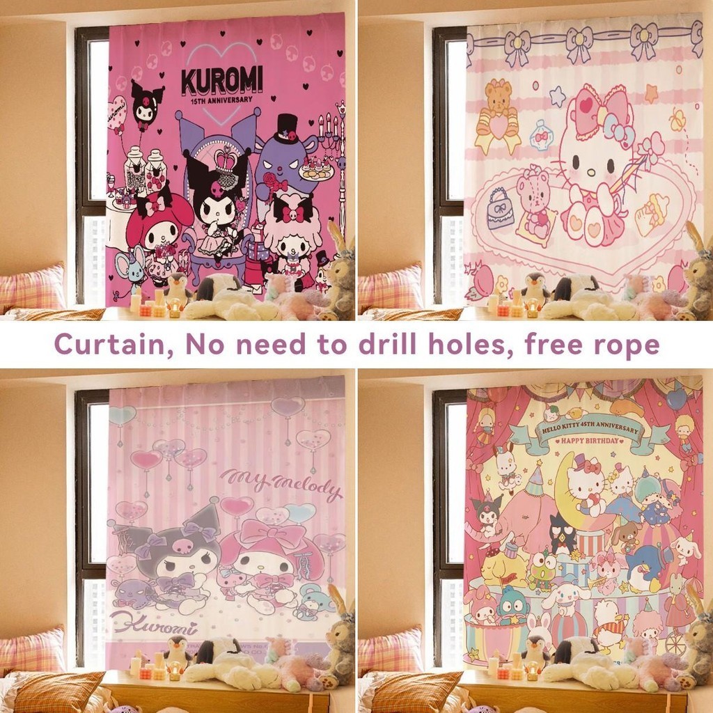 Velcro curtains, Kuromi, Hello Kitty, Cinnamoroll, for home bedrooms ...