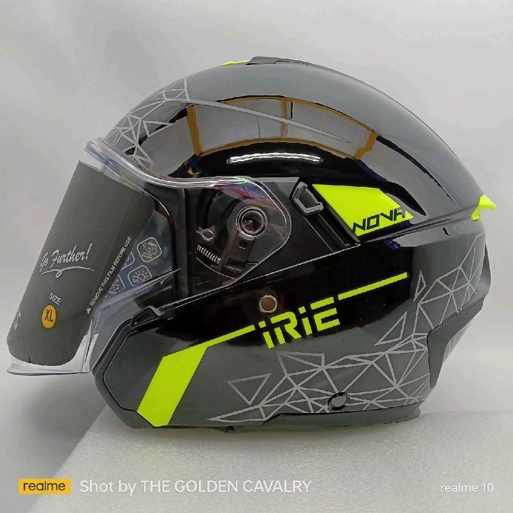 iRiE NOVA 2.0 JET GLOSSY BLACK / BL5 (TRIX) FLUOR YELLOW HELMET ...