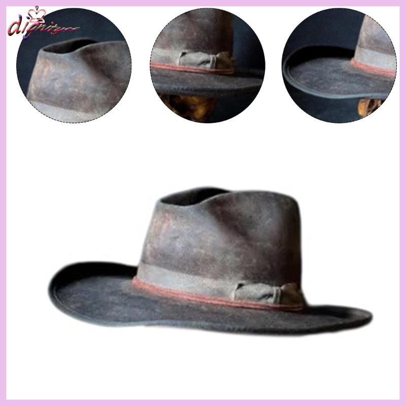 dignityss Old-fashioned Fedora Top Hat Wool Wide Brim Dress Up Magician ...