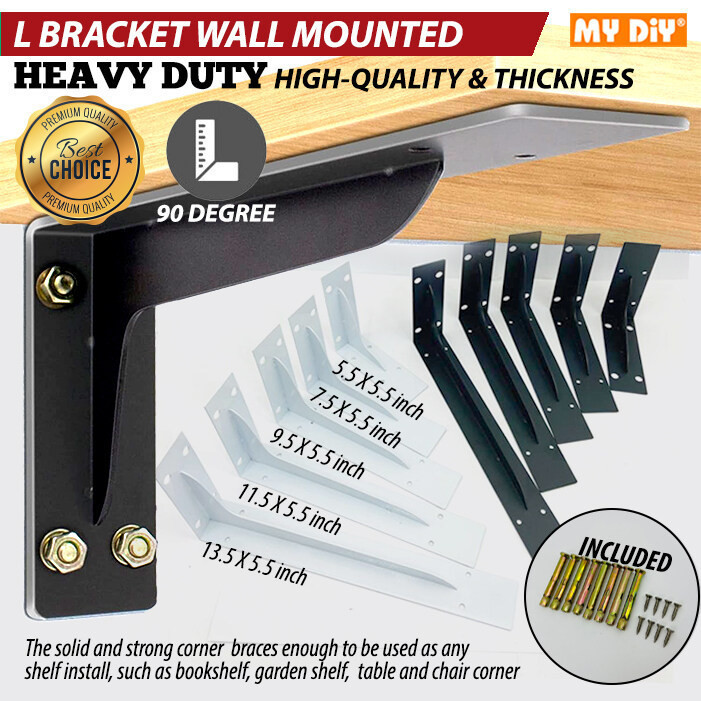 MYDIYHOMEDEPOT - 2PCS 2.0MM HEAVY DUTY L BRACKET WALL MOUNTED SHELF ...