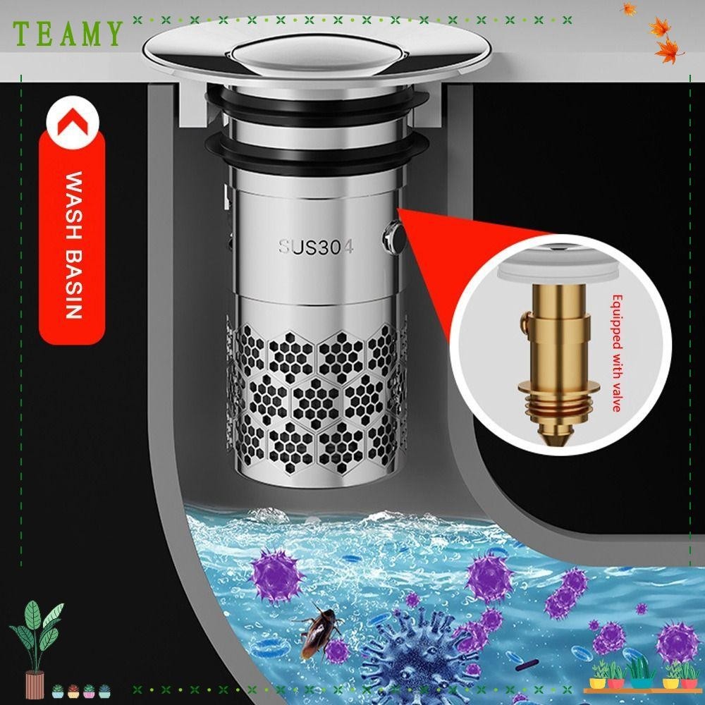 TEAMY Pop Up Drain Filter, Hair Trap Anti-clog Floor Drain Filter Mesh ...