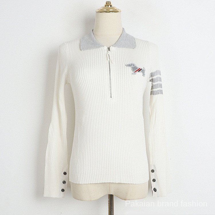 Lapel Zipper Top 2024 Spring New Style All-Match Slim-fit Slimmer Look ...