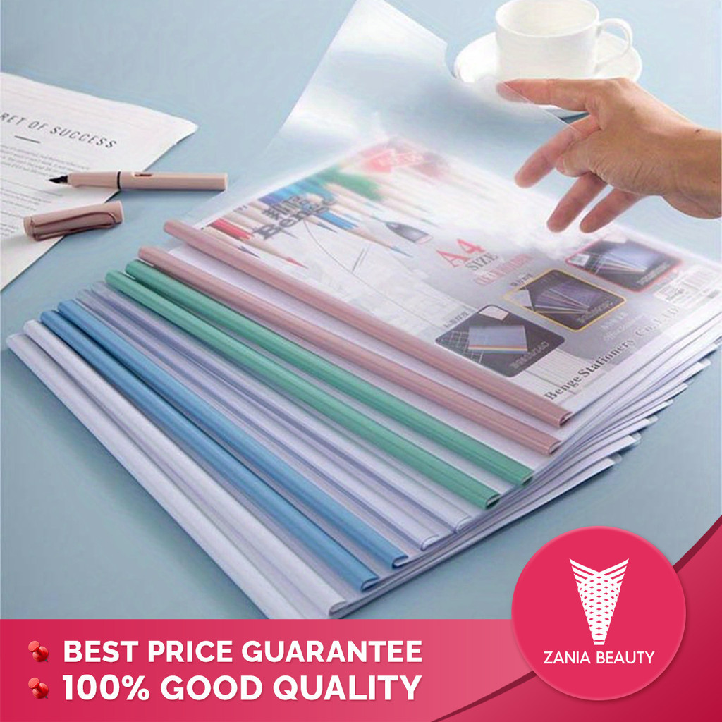 Zania Transparent Colored File Sliding Folder with Pull Rod Plastic A4 ...