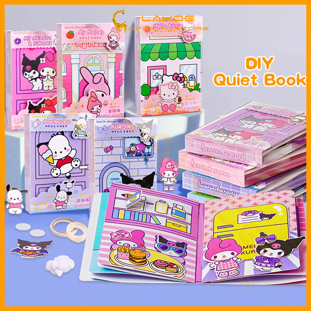 LAKOE Quiet Book Sanrio Melody Kuromi DIY Sticker Book Quite Book Gift ...