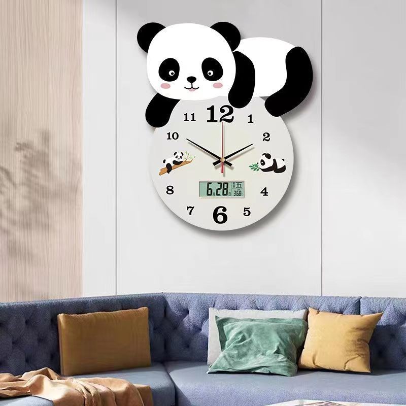 2024 New Style Panda Wall Clock Home Bedroom Personalized Decorative ...