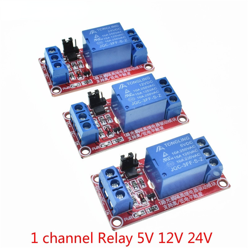one 1 channel relay module DC 5V 12V 24V high and low level trigger ...