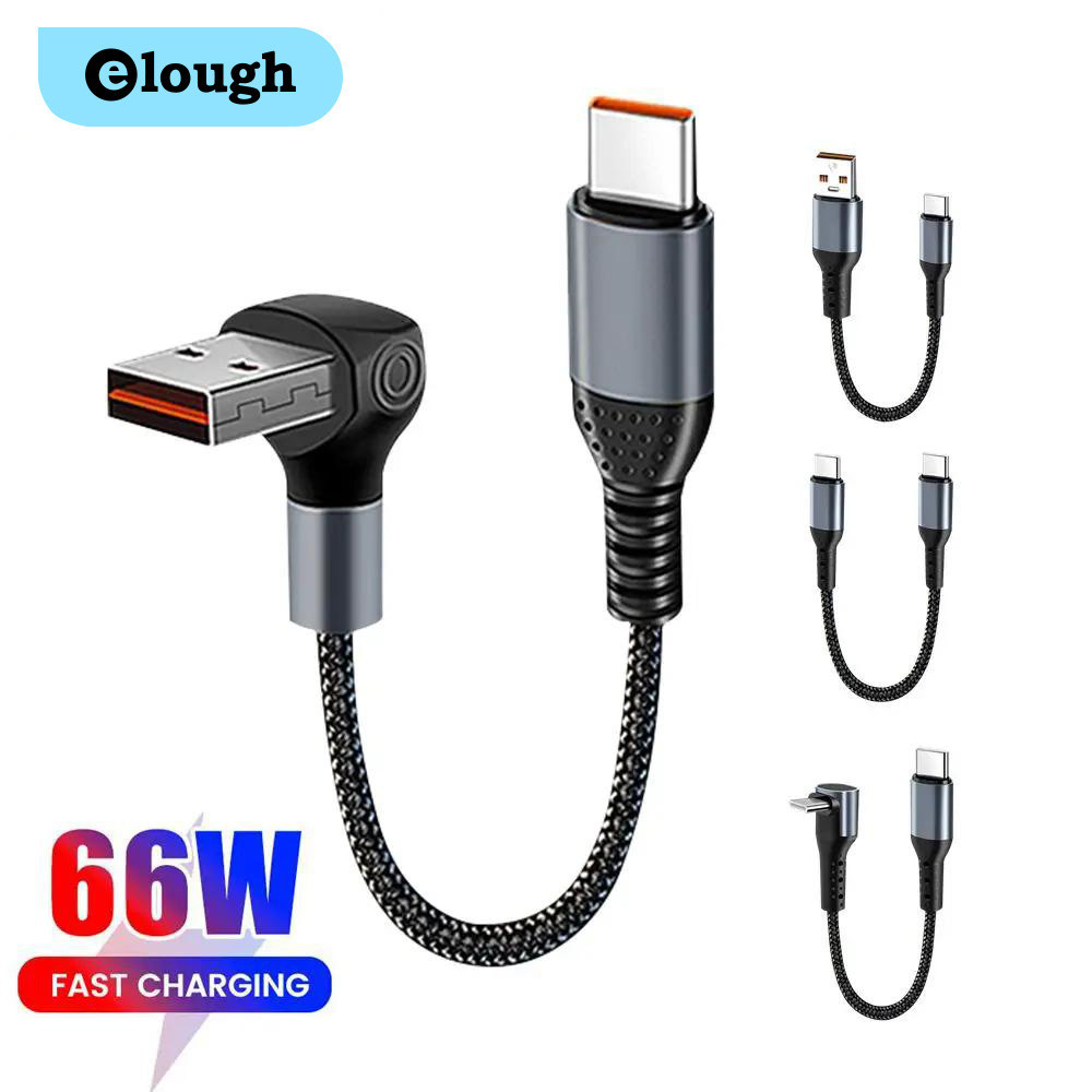 Elough 90℃ Elbow USB Type C Cable 66W 6A Type C to Type C Fast Charging ...
