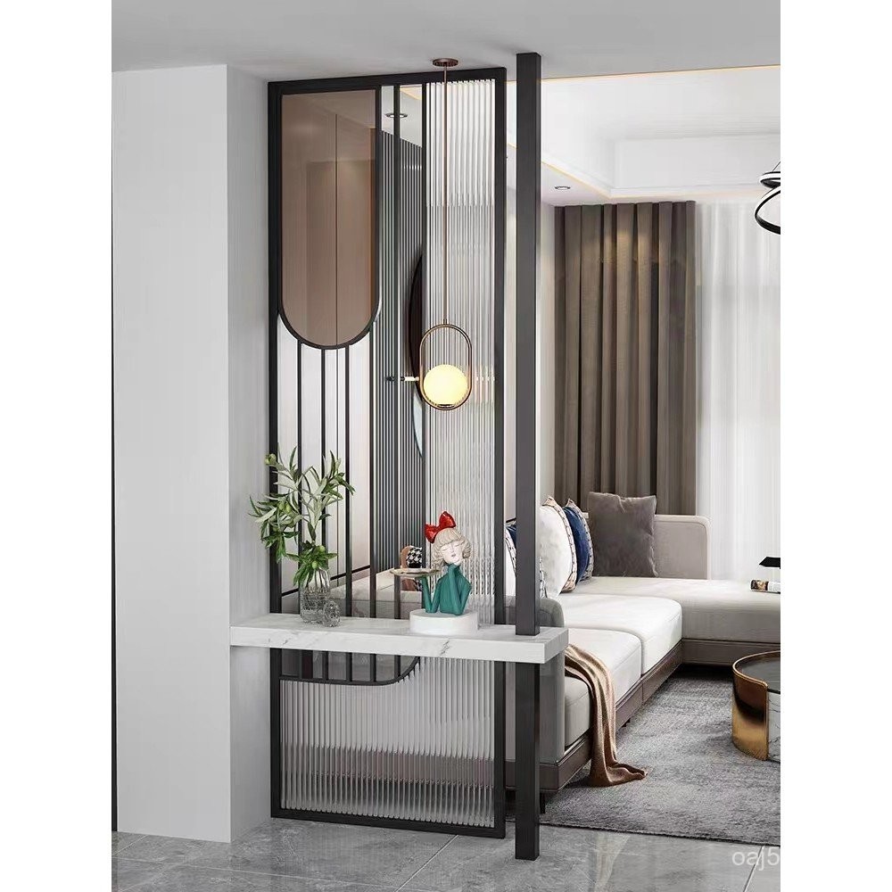 Modern Simple Long Rainbow Glass Screen Partition Stainless Steel Semi ...