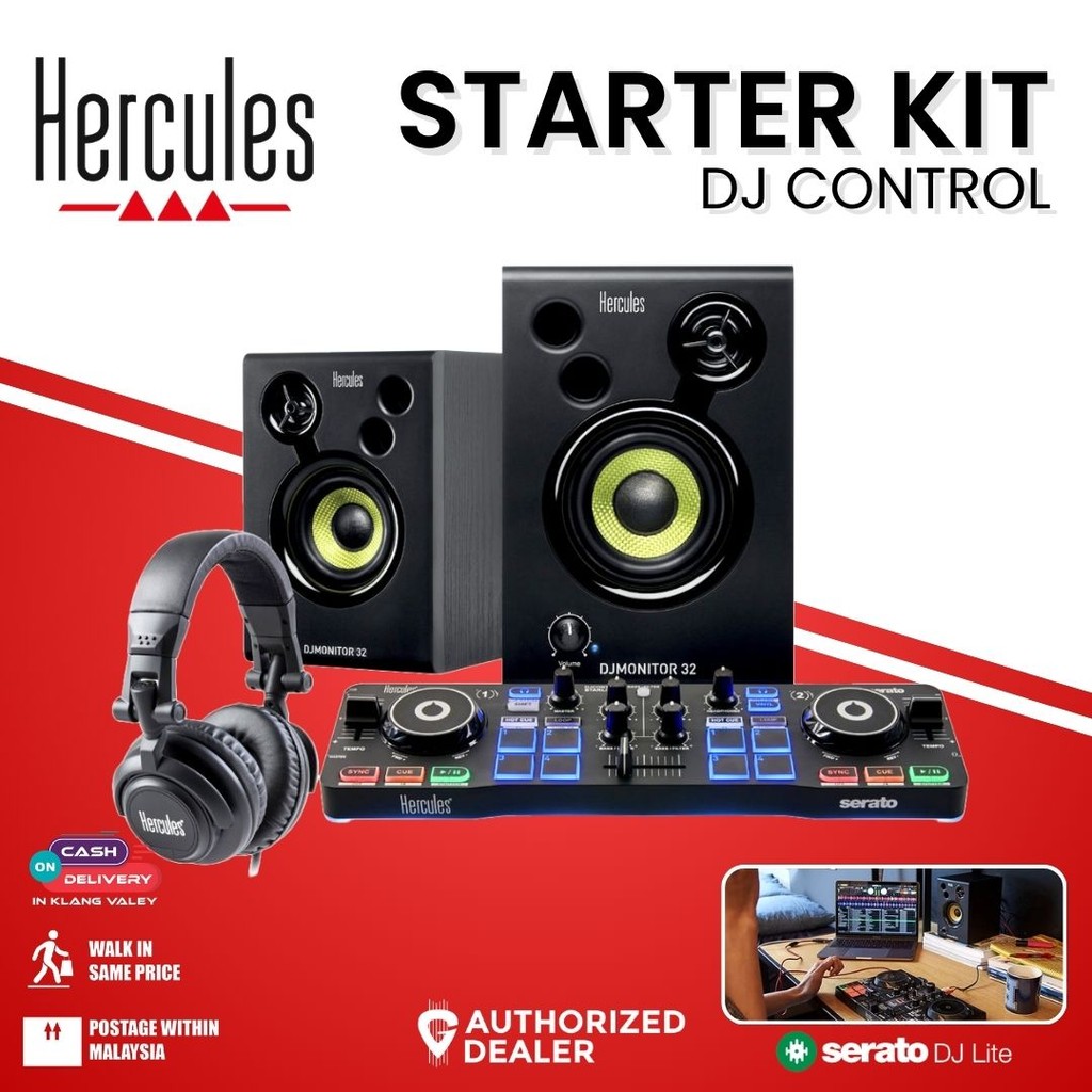 Hercules DJ Control Starter Kit Beginners w Starlight Controller, 32 DJ ...