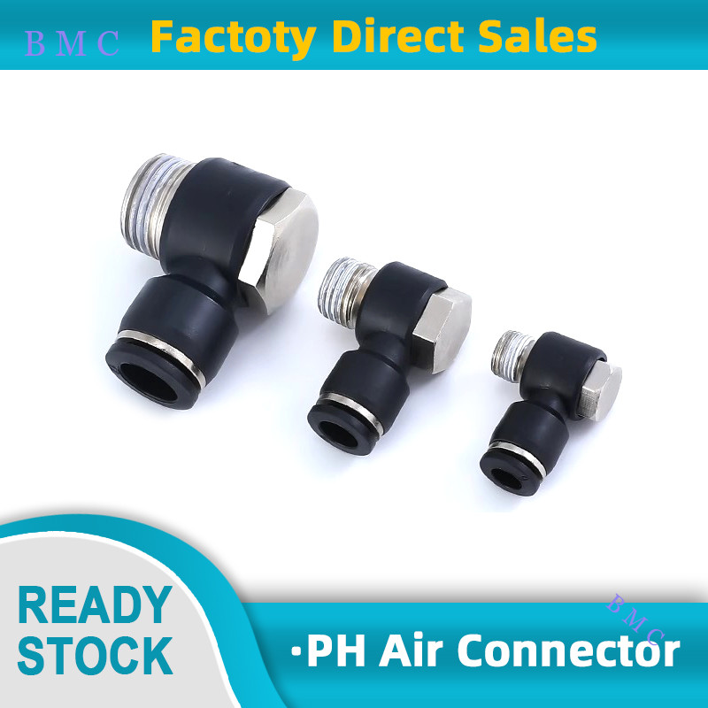 Pneumatic Trachea PH Male Hex Elbow Quick Plug Joint 4 6 8mm 10 12-01 02 03 04 90° 1/8 "1/4" 3/8 ...