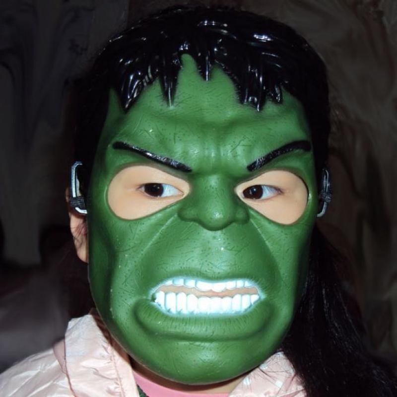 Thick Realistic Hulk Mask with Black Hair Eyes Mouth Hollow Cosplay Toy ...