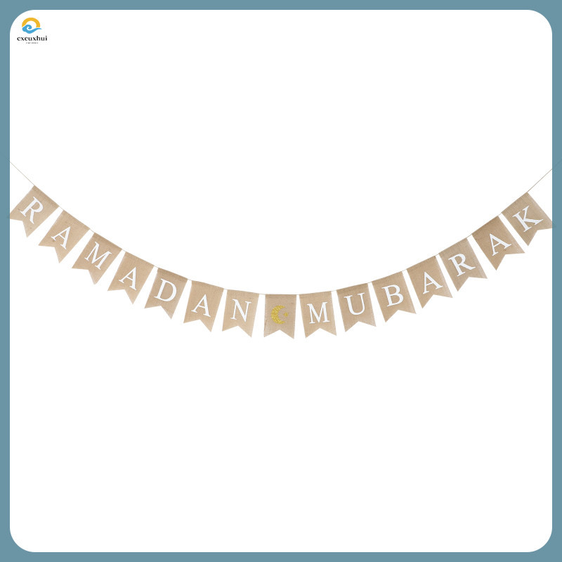 Muslim Ramadan Bunting Banner Eid Decorative Burlap Banner Linen ...