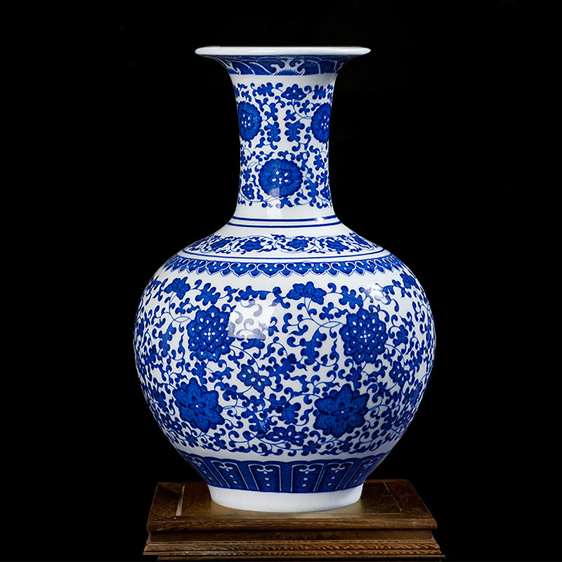 Jingdezhen Seramik Antik Biru dan Putih Pasu Porselin Gubahan Bunga ...