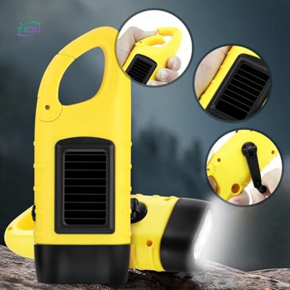 Compact Solar Hand Torch with Hand Crank Generator for Bright LED Light ...