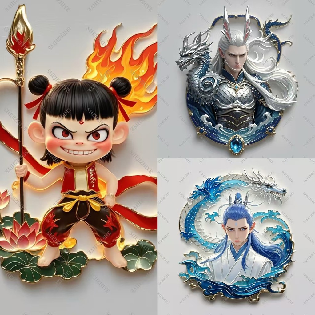 Nezha Aobing Magnets Refrigerator Stickers Cartoon Cute Decoration ...