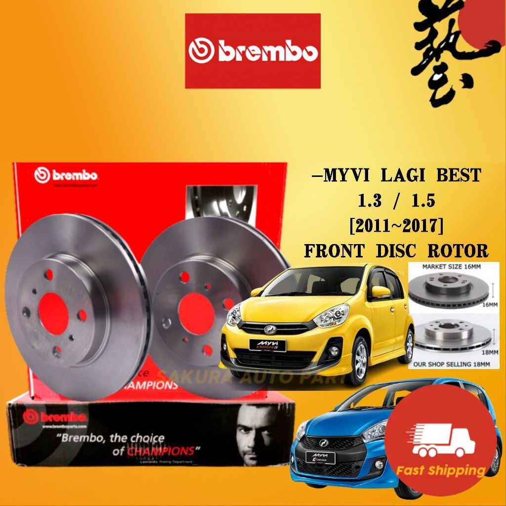 BREMBO DISC ROTOR & BRAKE PAD - PERODUA MYVI LAGI BEST 1.3 1.5 (2011 ...