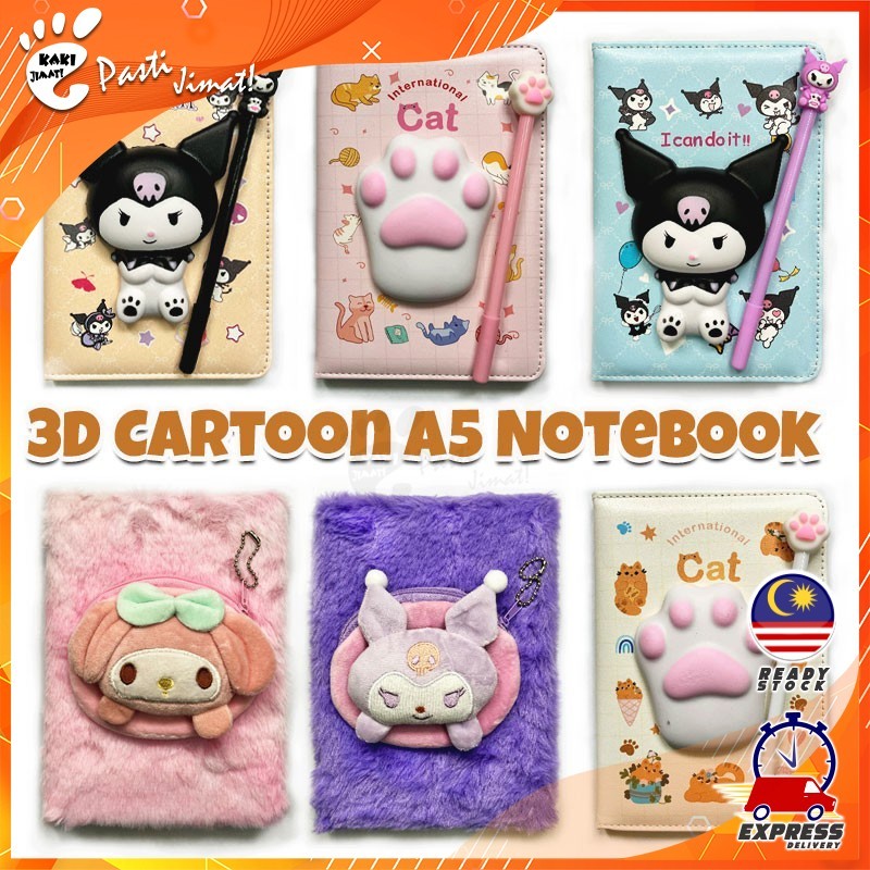 KakiJimat A5 3D Fluffy Cartoon Notebook Perfect for Writing ...