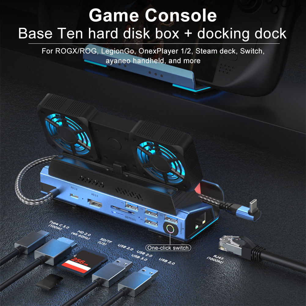 Docking Station Dual Cooling Fan 4K@60Hz for Steam Deck OLED & ROG X ...