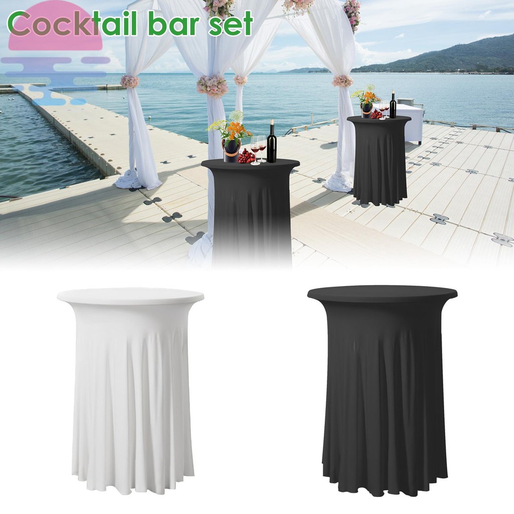 Round Cocktail Table Skirt Elastic Cocktail Table Cover with Skirt ...